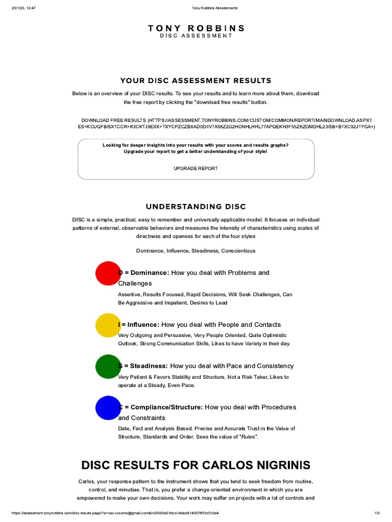 Tony Robbins Assessments | PDF