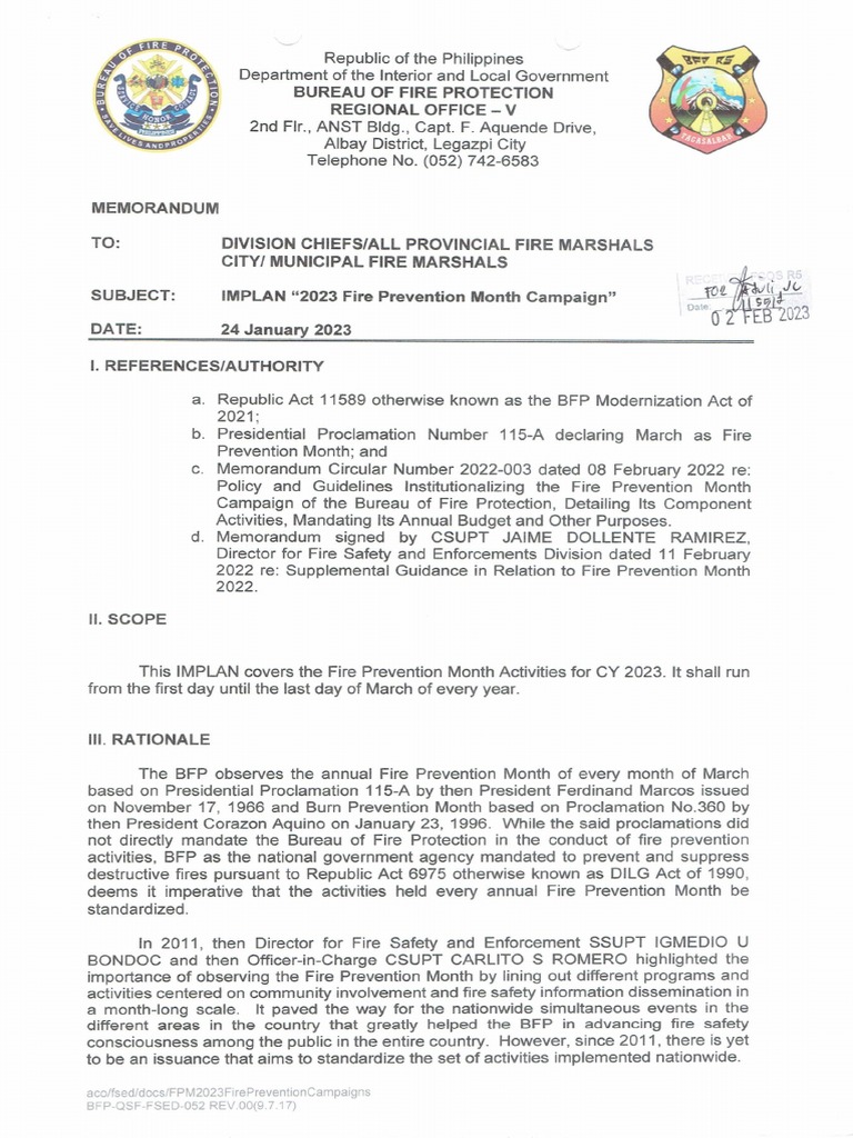 Implan 2023 FPM | PDF | Fire Safety | Public Safety