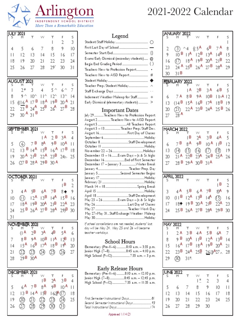 21 22 - District - A B Schedule Calendar | PDF | Academic Term | Public ...