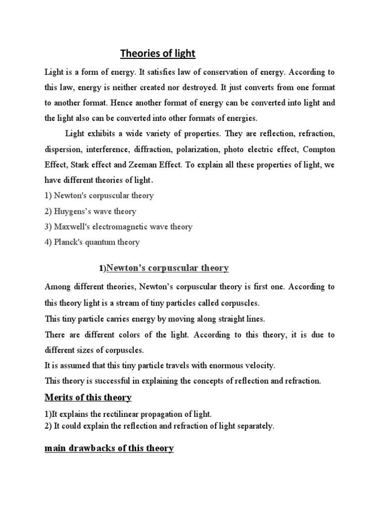 Theories of Light | PDF | Light | Waves