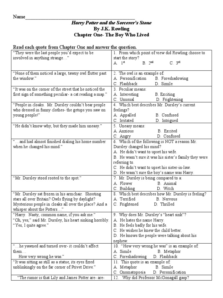 By J.K. Rowling Chapter One-The Boy Who Lived: Harry Potter and The ...