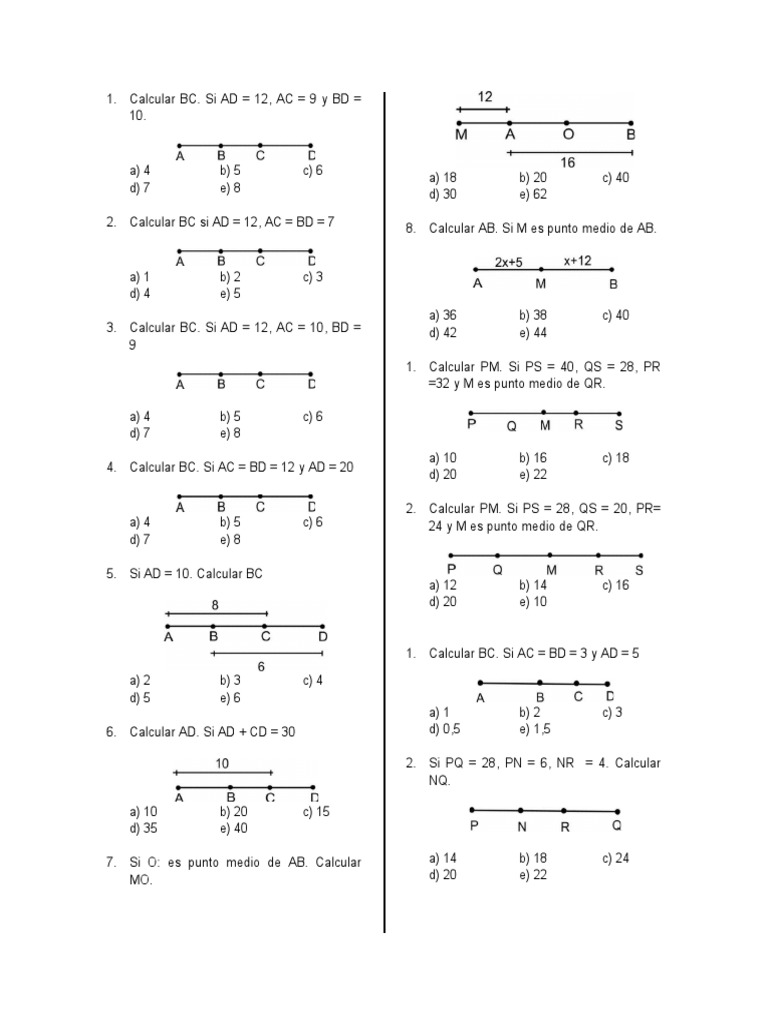 Ejercicios Propuestos Segmentos 1er Año Seundaria. | PDF | Ajedrez
