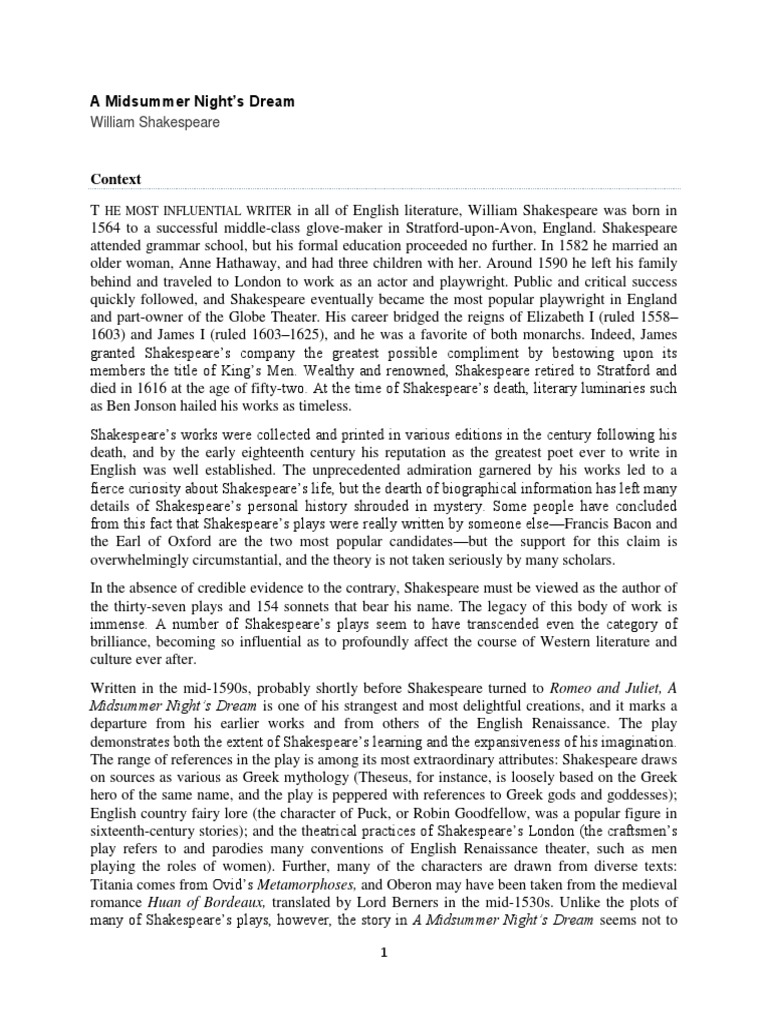 A Midsummer Night's Dream | PDF | A Midsummer Night's Dream | William ...