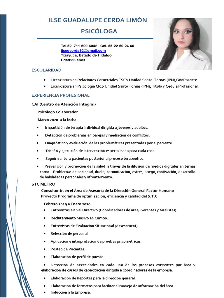 Ilse Limon CV | PDF | Gestión de recursos humanos | Sicología