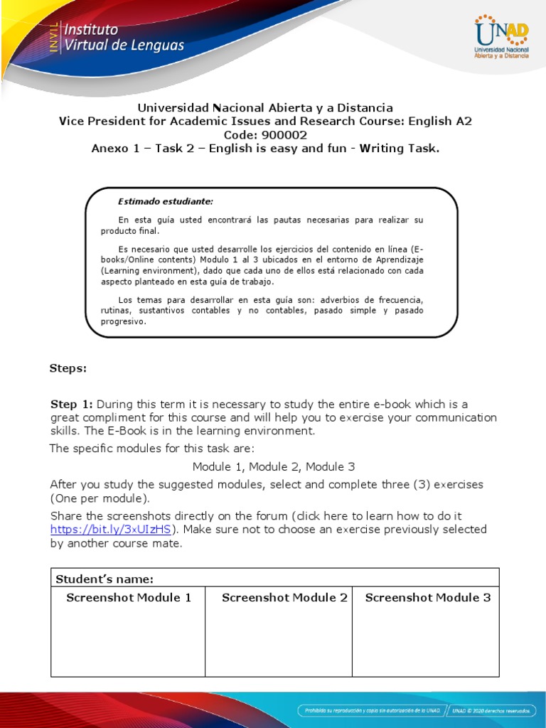 Anexo 1 - Task 2 - English Is Easy and Fun Writing Task | Download Free PDF | Noun | Grammar