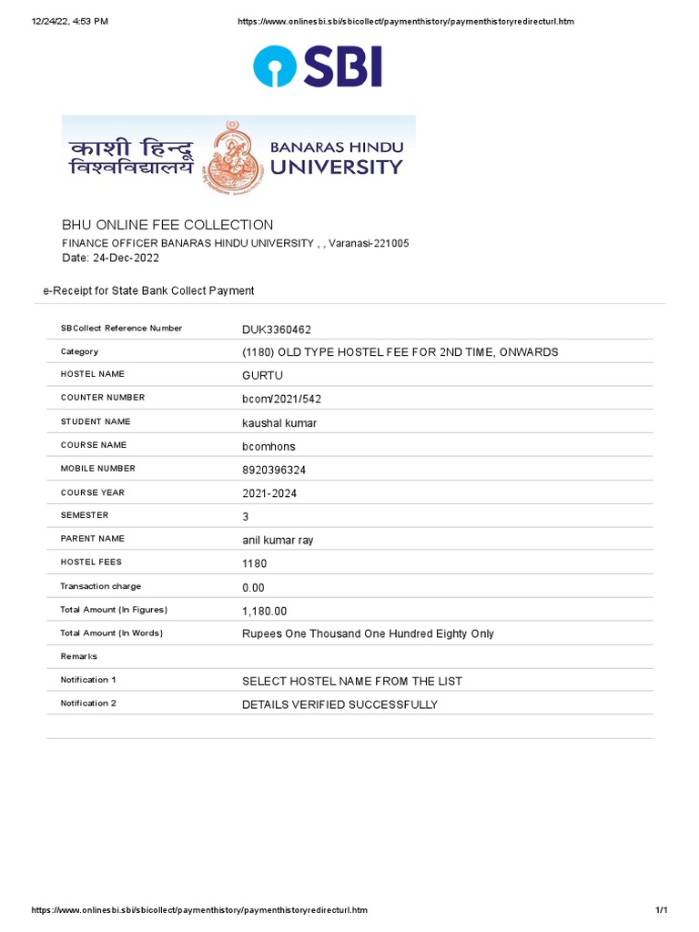 Kaushal Fee Recipet | PDF