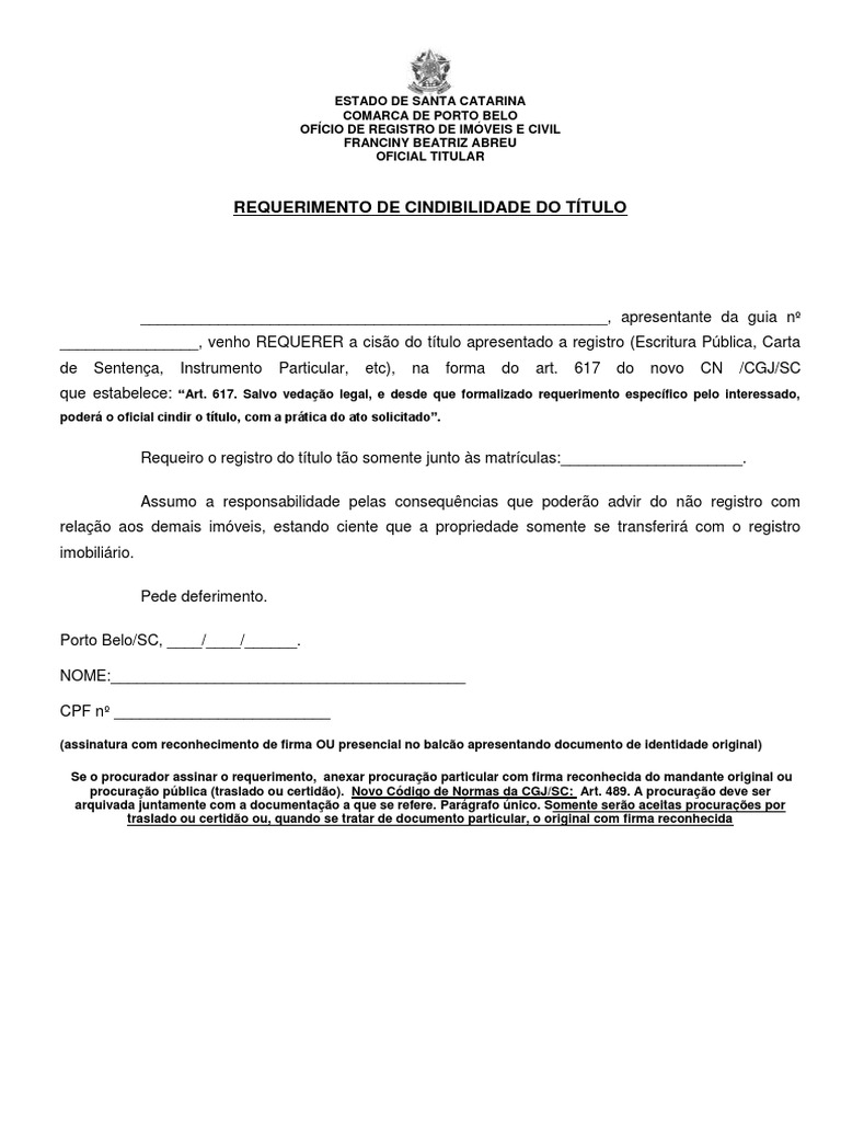 Requerimento de Cindibilidade Do Título | PDF
