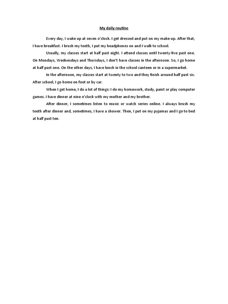 My Daily Routine | PDF