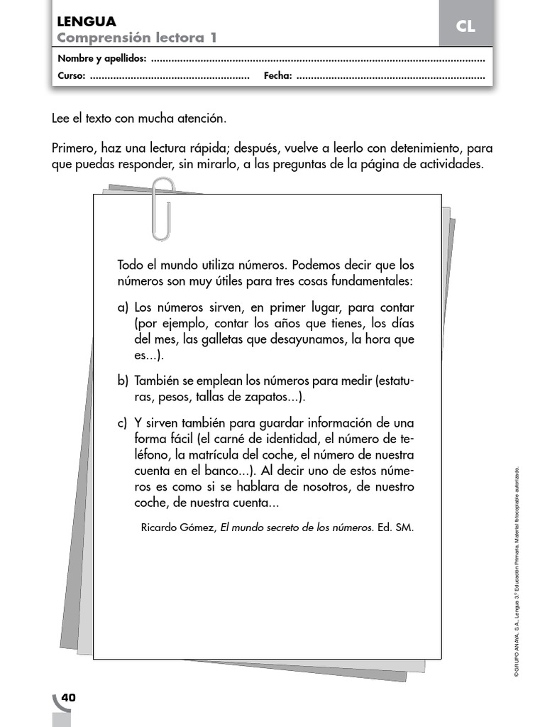 Comprension Lectora | PDF