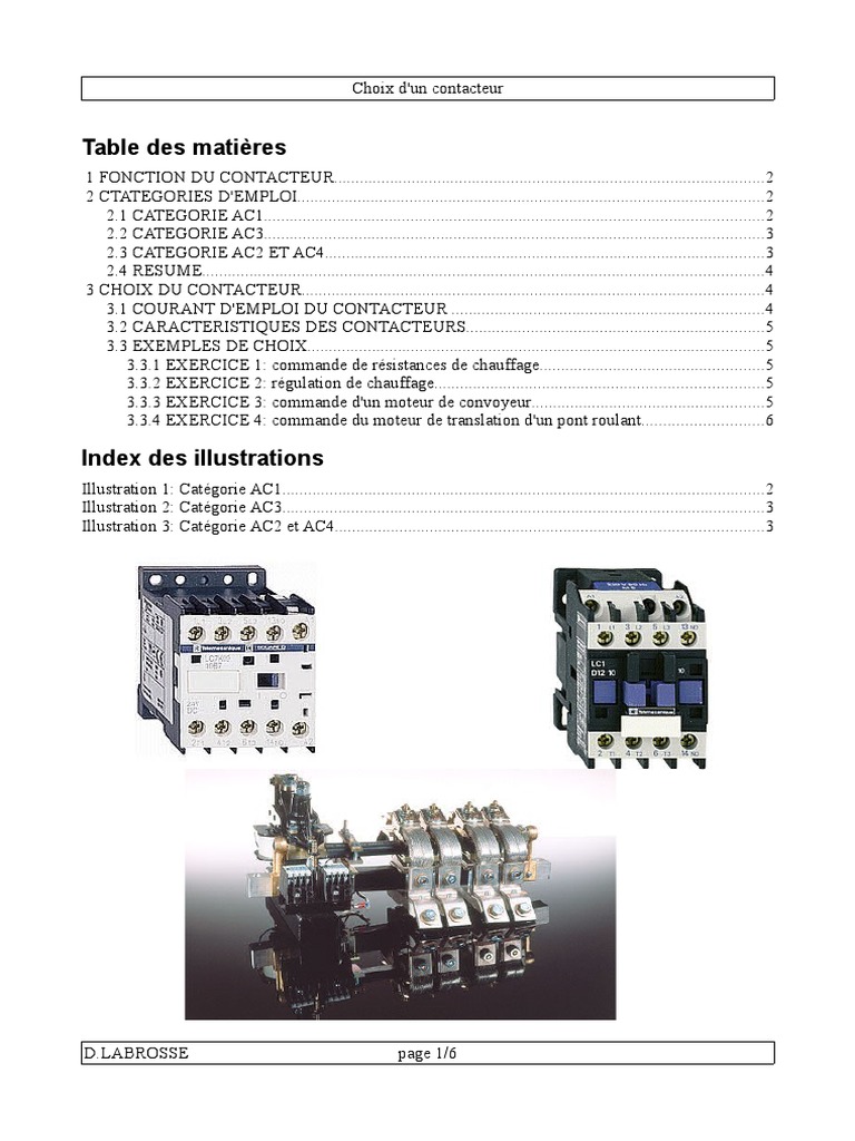 Choix et catégories des contacteurs | PDF | Électronique | Électrotechnique