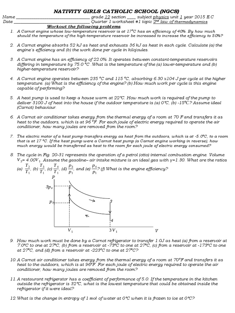 Physics Worksheet: Thermodynamics | PDF | Heat | Temperature