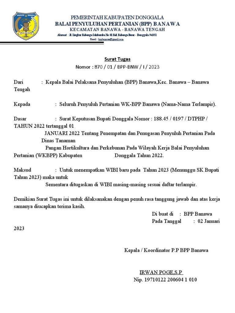 Surat Tugas 2023 | PDF