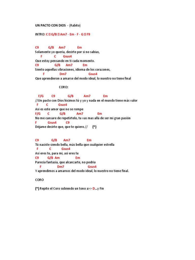 Un Pacto Con Dios - Rabito Letra y Acordes | PDF