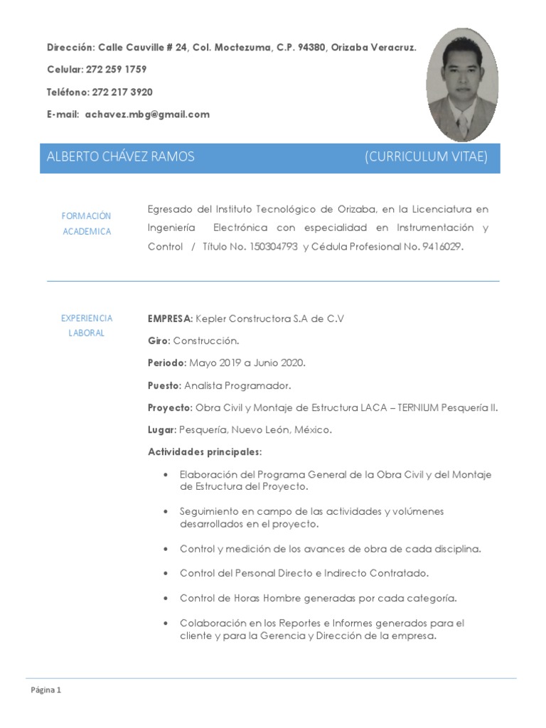 Alberto Chávez Ramos (Curriculum Vitae) | PDF | México | Presupuesto
