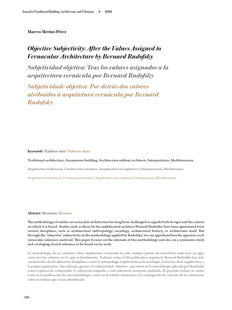 Subjetividad Objetiva Tras Los Valores Asignados A La Arquitectura ...