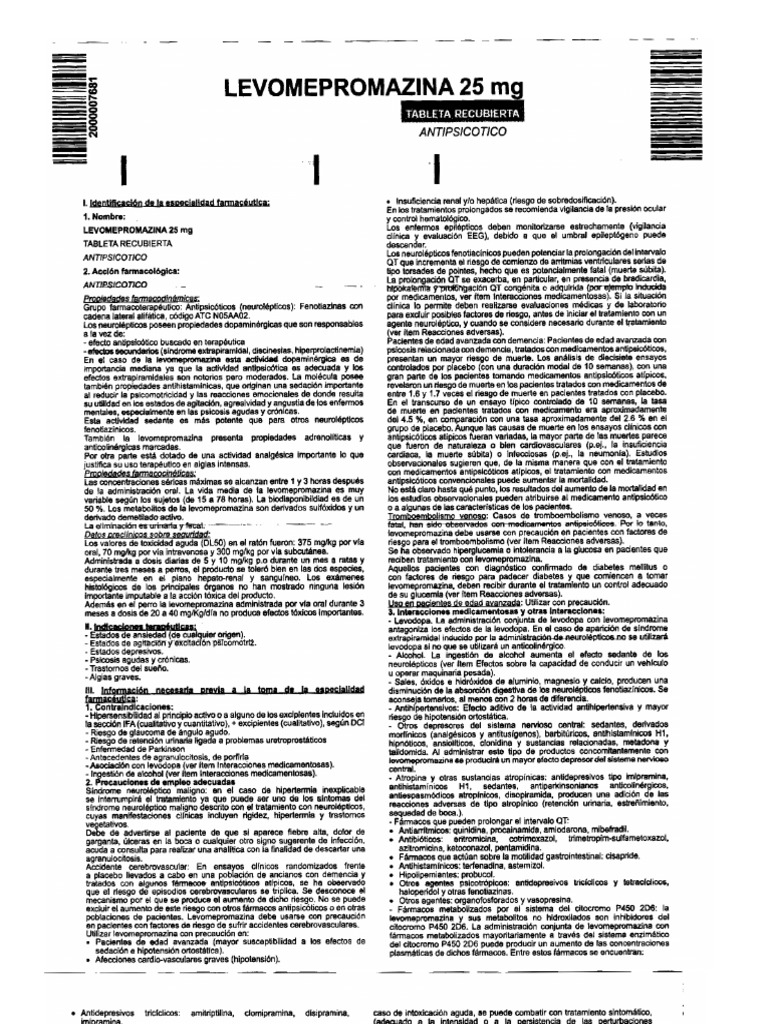 Inserto Levomepromazina | PDF