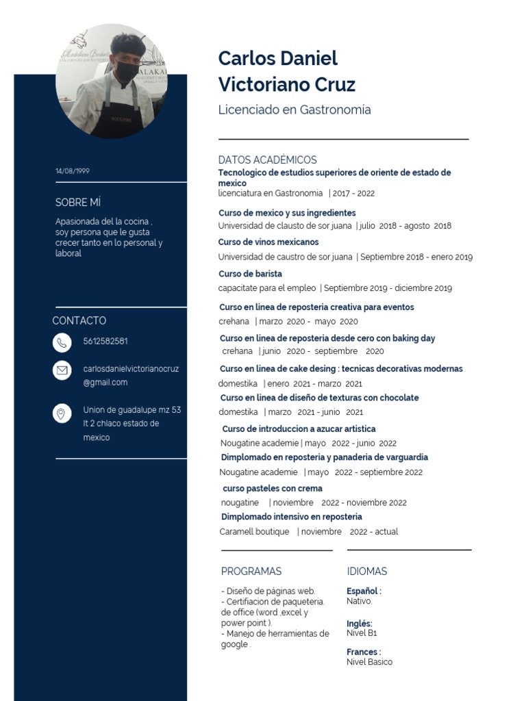 Currículum Daniel | PDF | Cocina | Comida y bebida