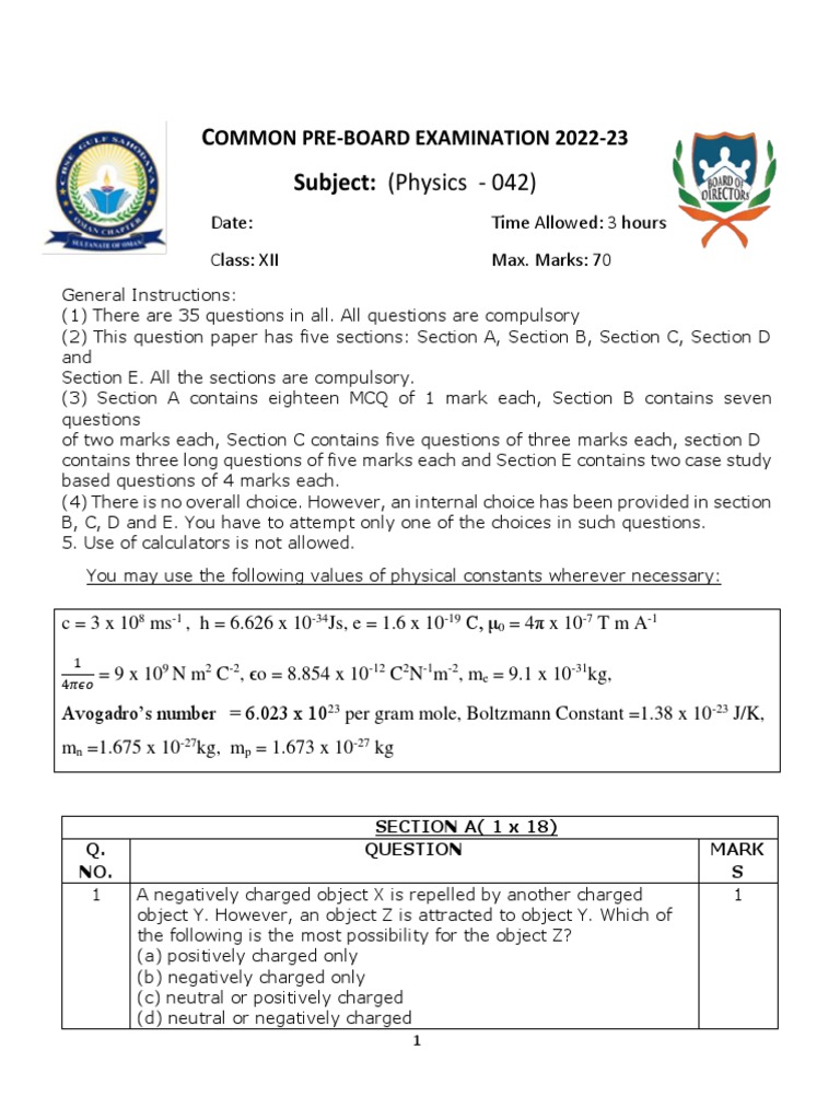 1.Qp - Class 12 - Physics | PDF | Optics | Optical Fiber
