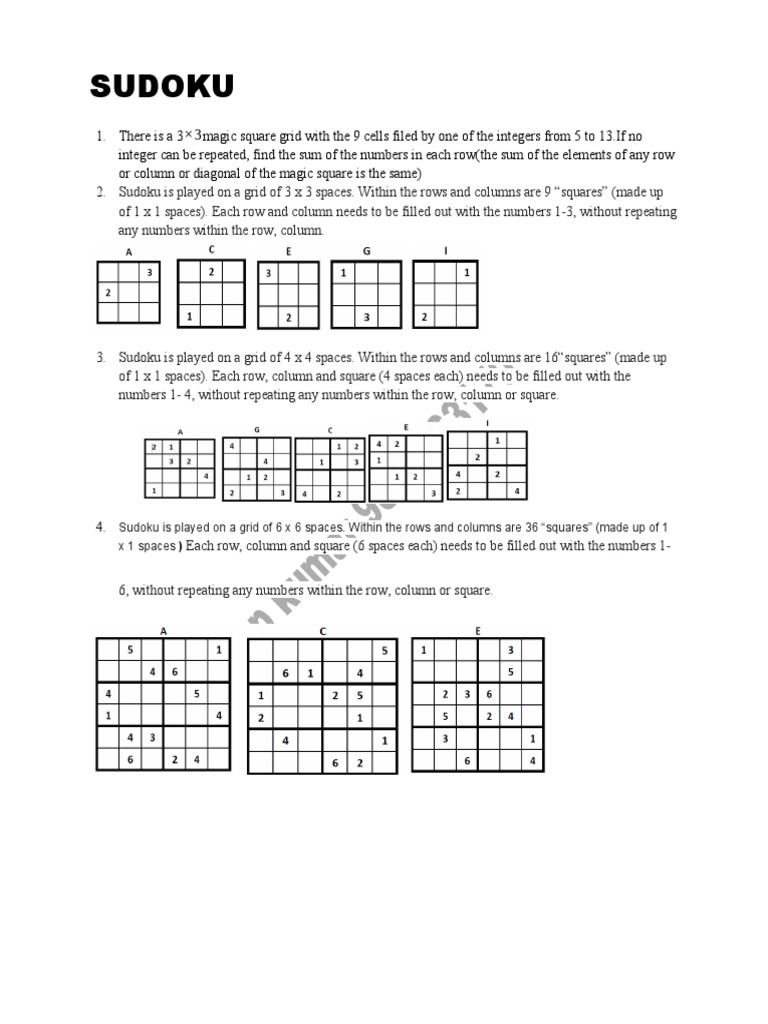 An Introduction To Sudoku Puzzles Of Increasing Difficulty Levels Pdf