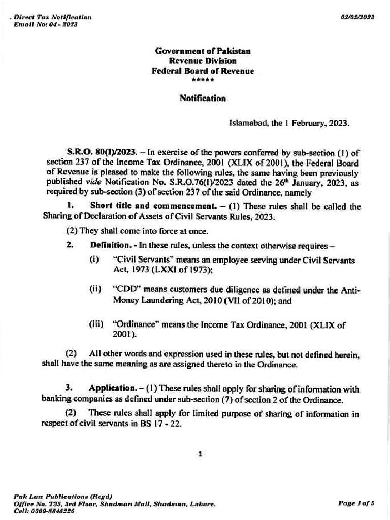 Declaration of Assets Rules-2023 | PDF