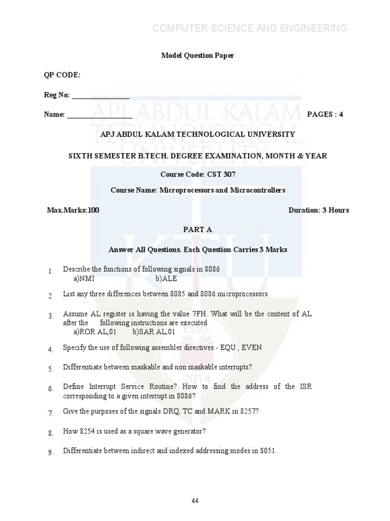 MP Model Question Paper | PDF | Integrated Circuit | Electrical Engineering