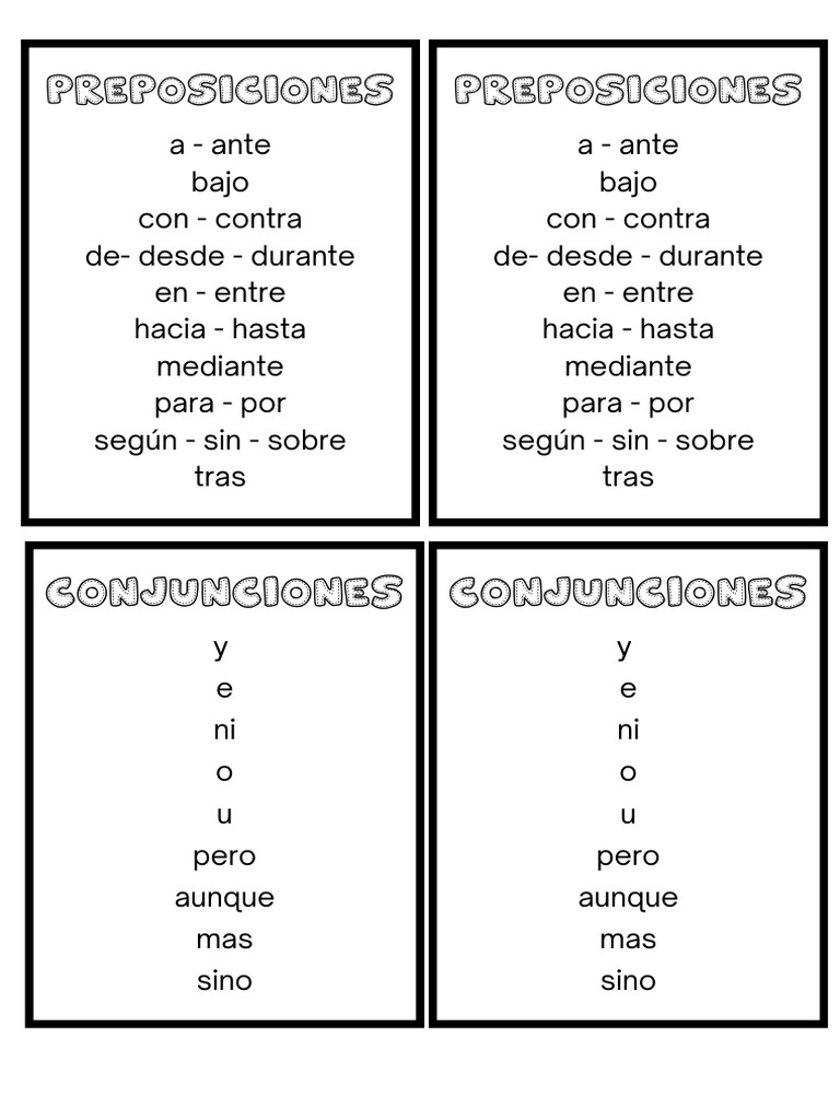 Preposiciones, Conjunciones | PDF