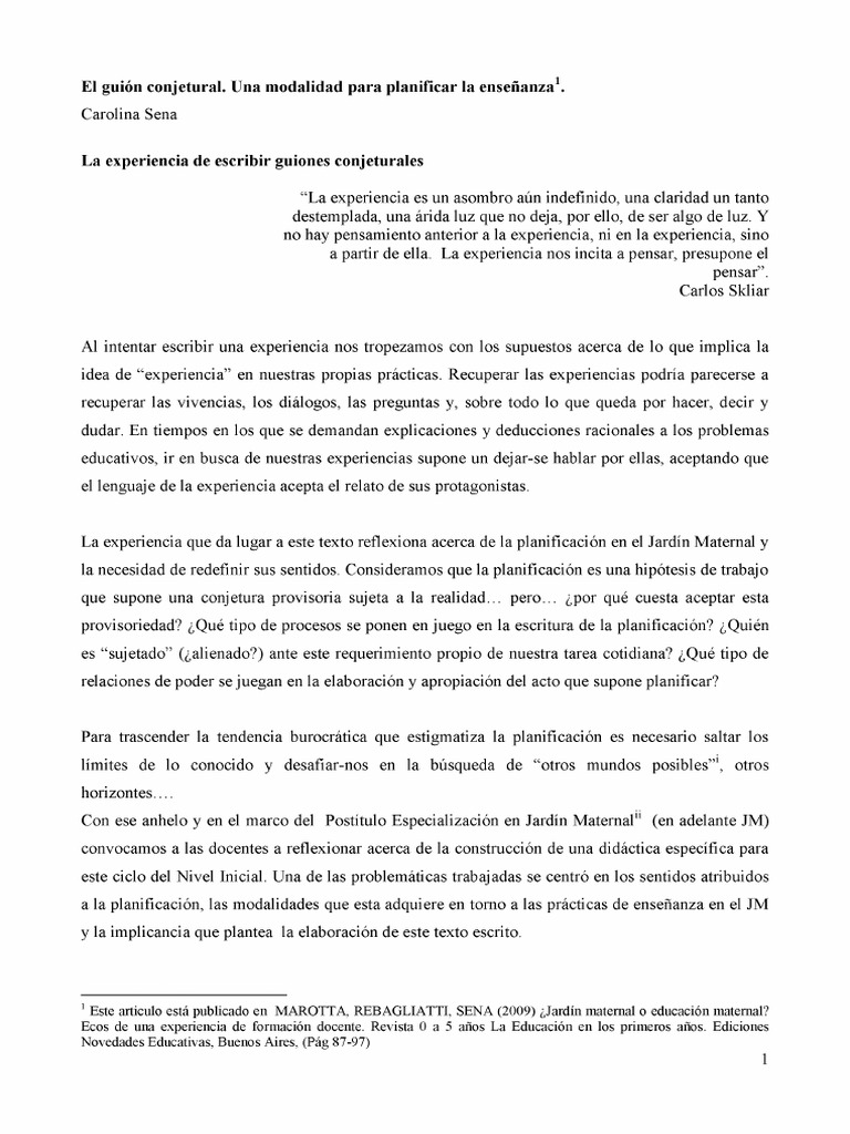El Guion Conjetural - Sena | PDF | Enseñando | Experiencia