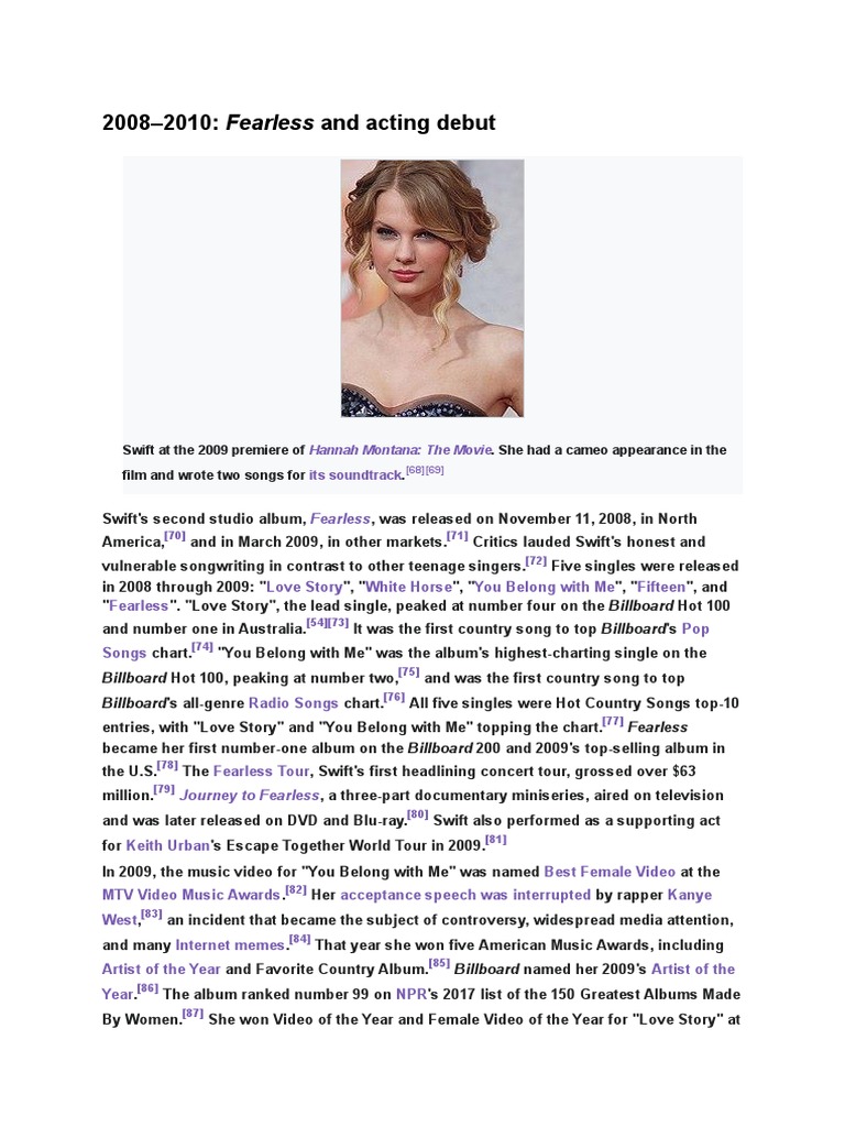 Taylor Swift Fearless Pdf Pop Music Recorded Music