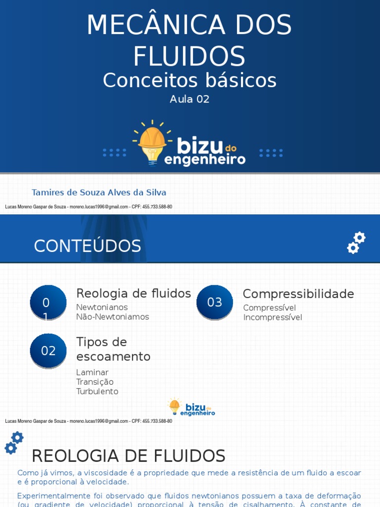 Mecânica dos Fluidos: Reologia e Escoamento | PDF | Viscosidade | Fluido