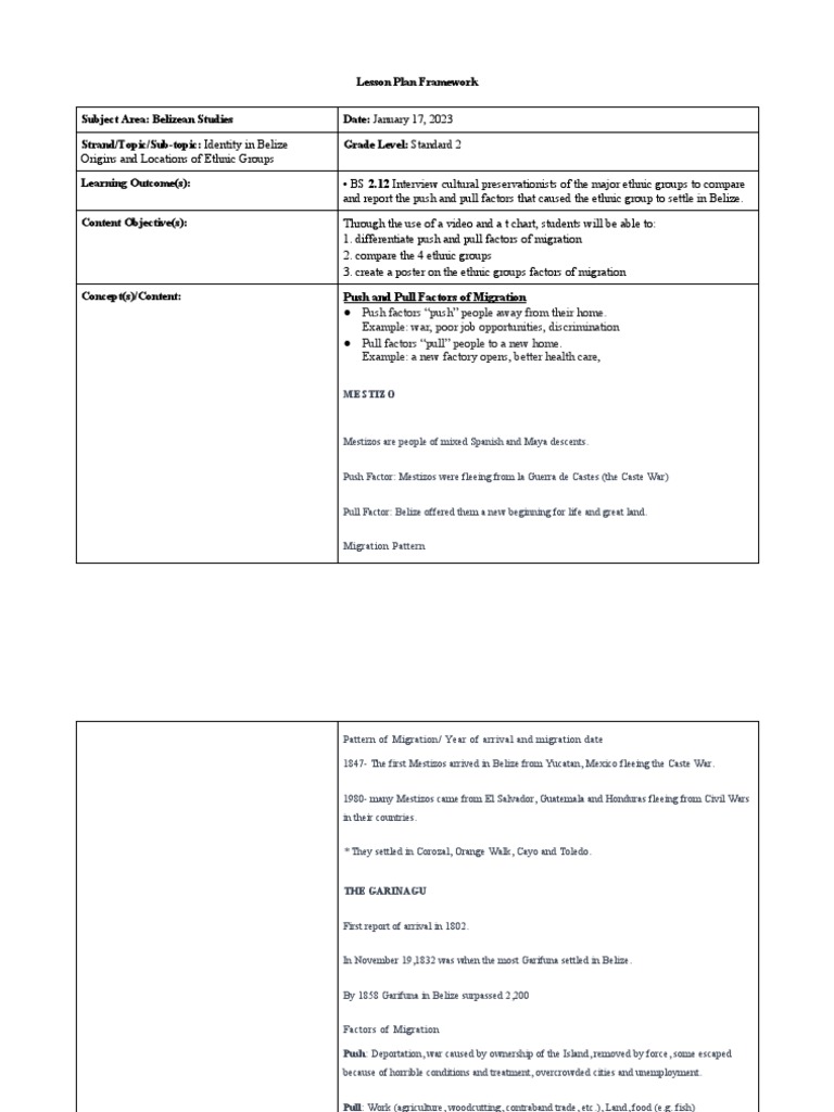Belizean Studies Lesson Plan | PDF | Belize | North America