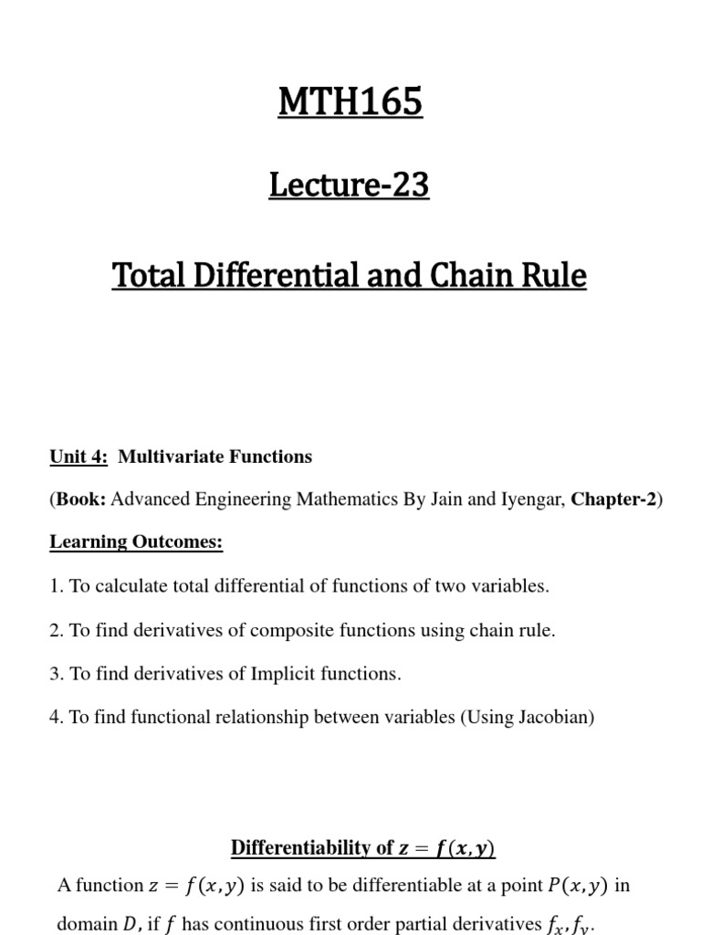 Lecture 23total Derivative and Chain Rule | PDF | Derivative | Function (Mathematics)
