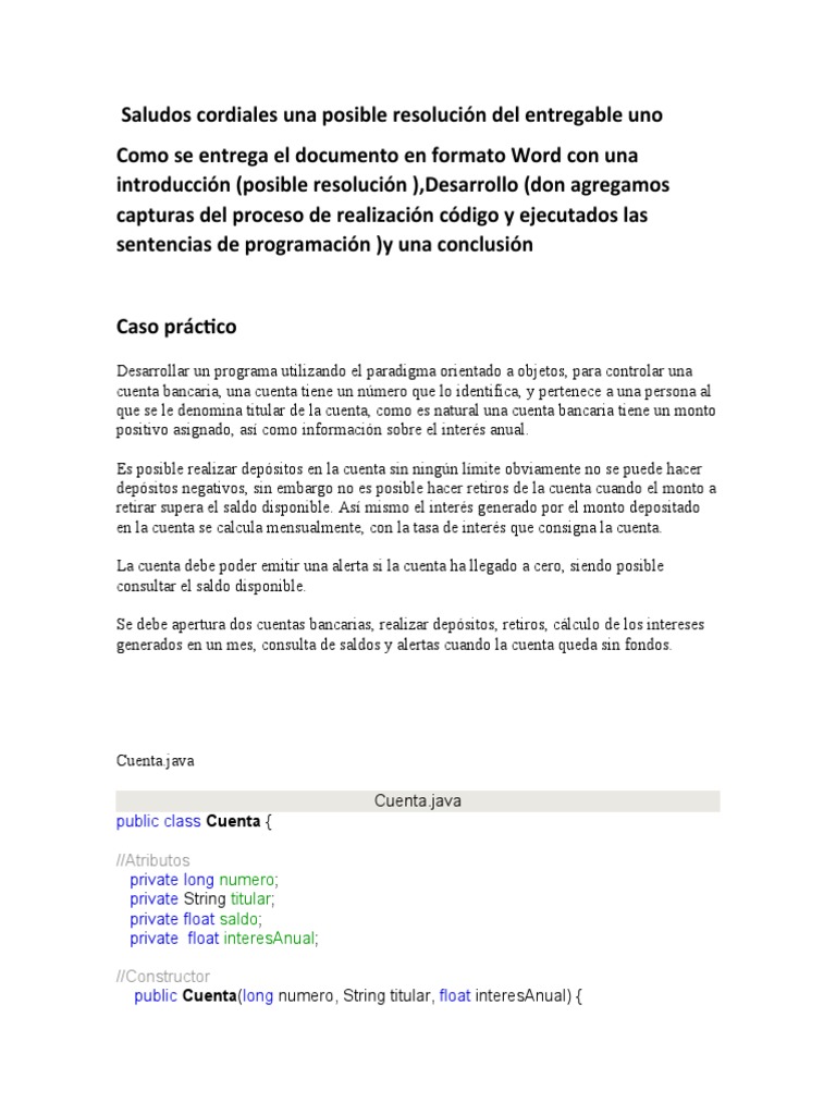 Caso-Practico-en-poo Resolucion | PDF | Java (lenguaje de programación) | Programación orientada ...