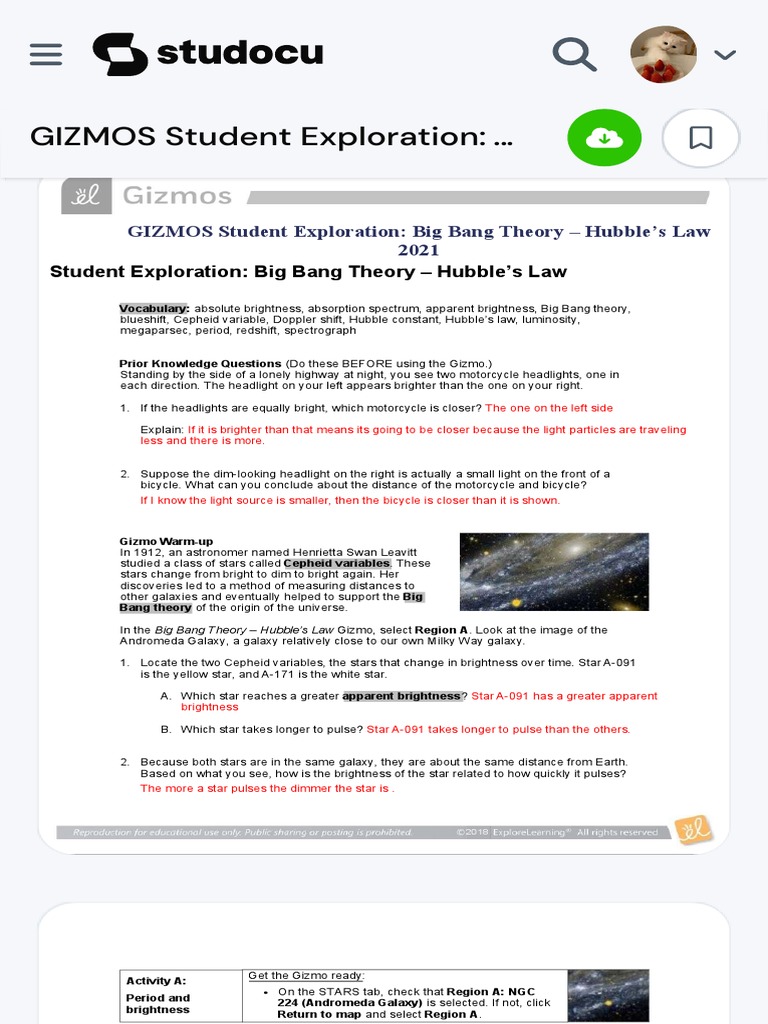 Big Bang Theory: Hubble's Law Exploration | PDF | Stars | Redshift