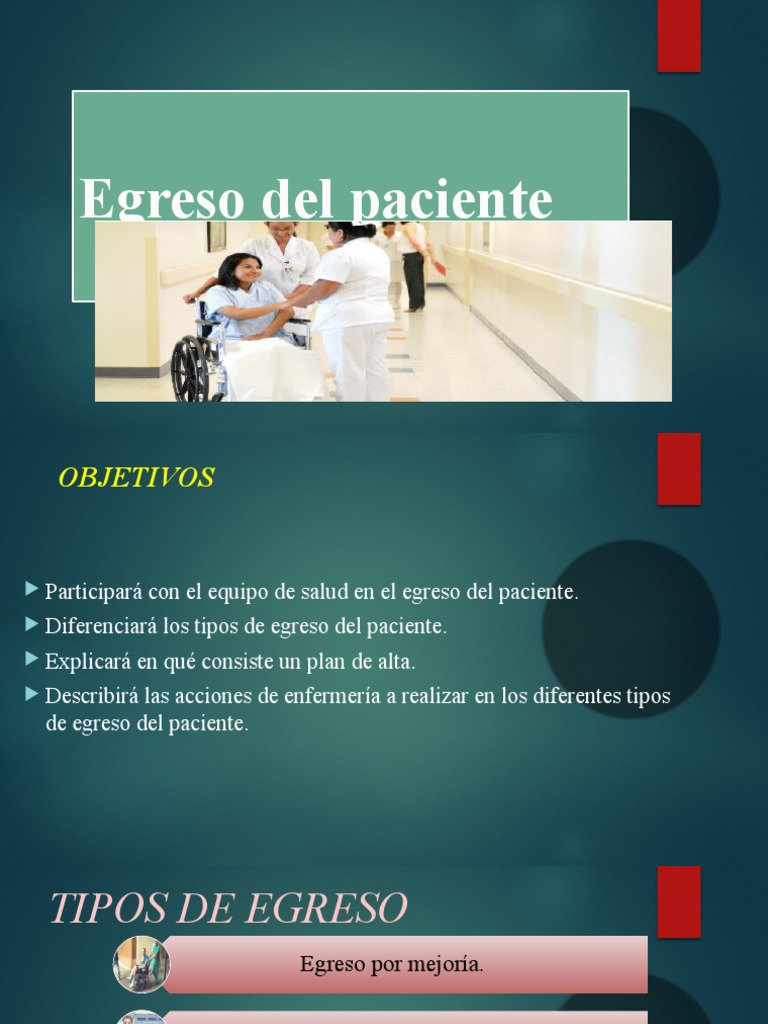 Egreso Del Paciente Diapositiva | PDF | Psicoterapia | Hospital