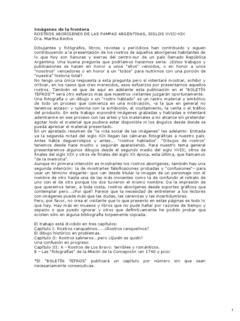 Rostros Aborígenes de las Pampas | PDF