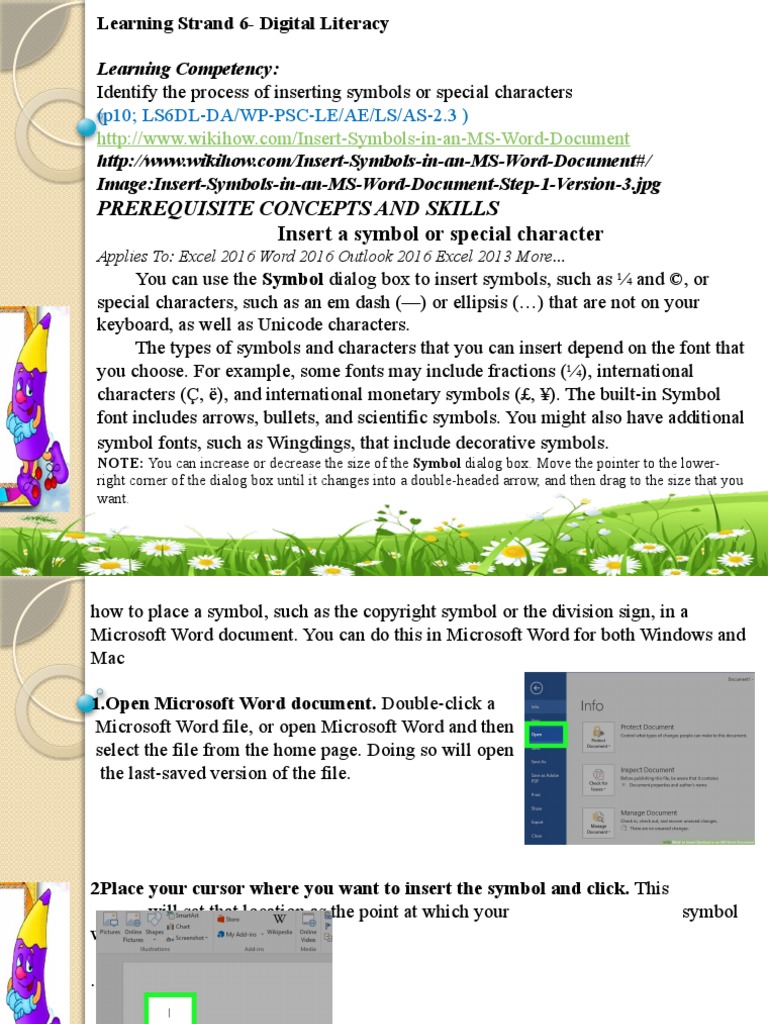 12-LS6 DL Identify The Process of Inserting Symbols or Special Characters | PDF | Window ...