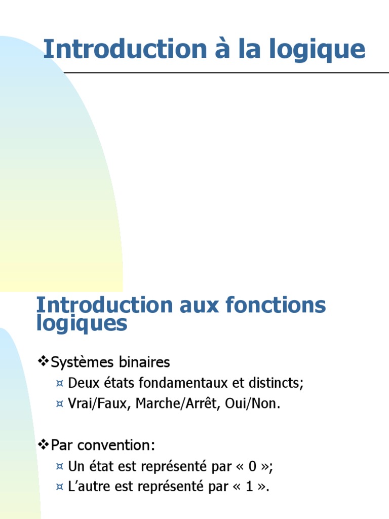 Introduction à la logique et algèbre Booléenne | PDF | Logique | Relais électromécanique