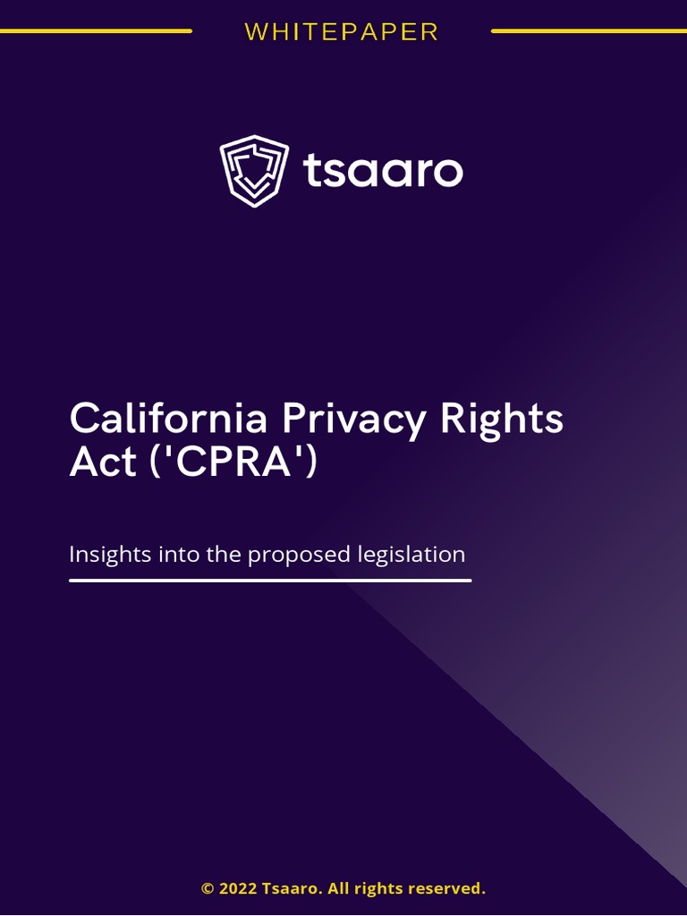 California Privacy Rights Act (CPRA) | PDF
