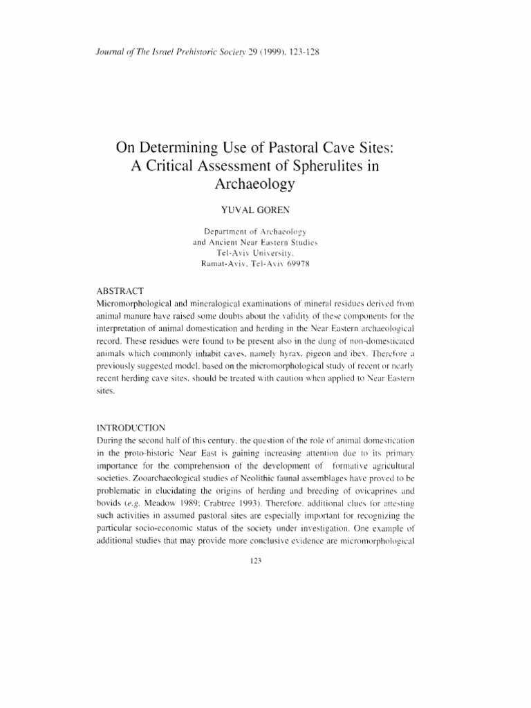 On Determining Use of Pastoral Cave Site | PDF | Manure