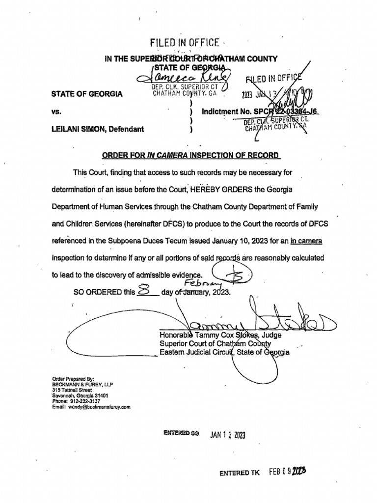 Leilani Simon DFCS Order | PDF