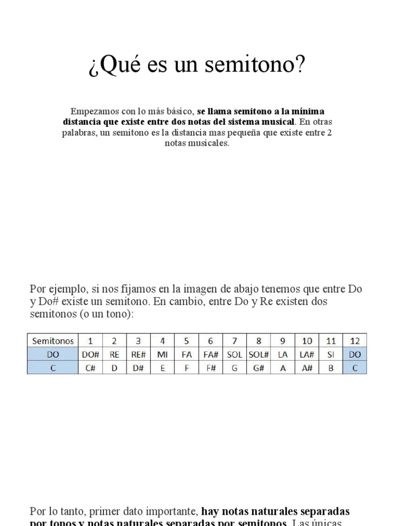 Conceptos de Semitonos y Tonos Musicales | PDF | Arte