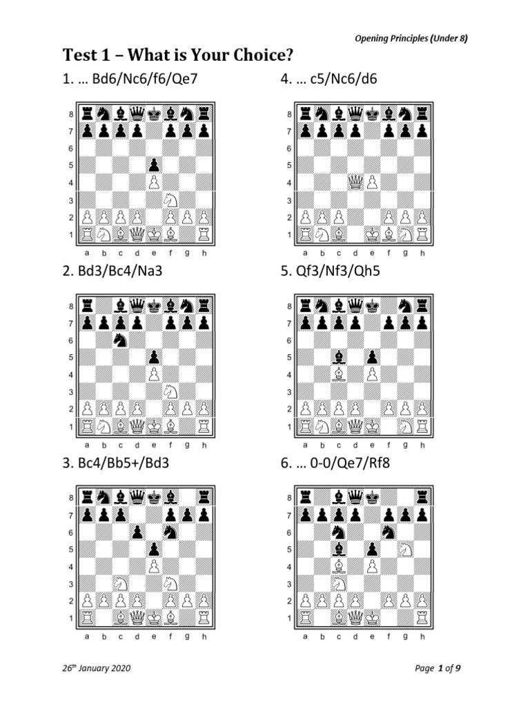 Opening Principles (Under8) | Download Free PDF | Chess Openings | Game ...