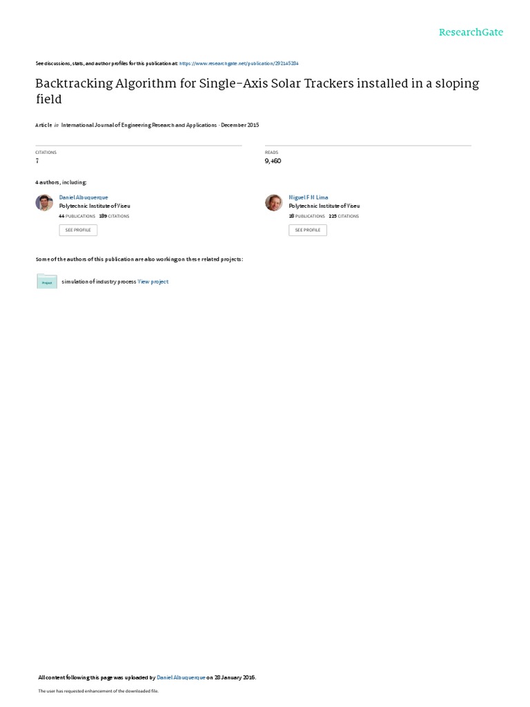 Backtracking Algorithm For Single-Axis Solar Trackers Installed in A ...