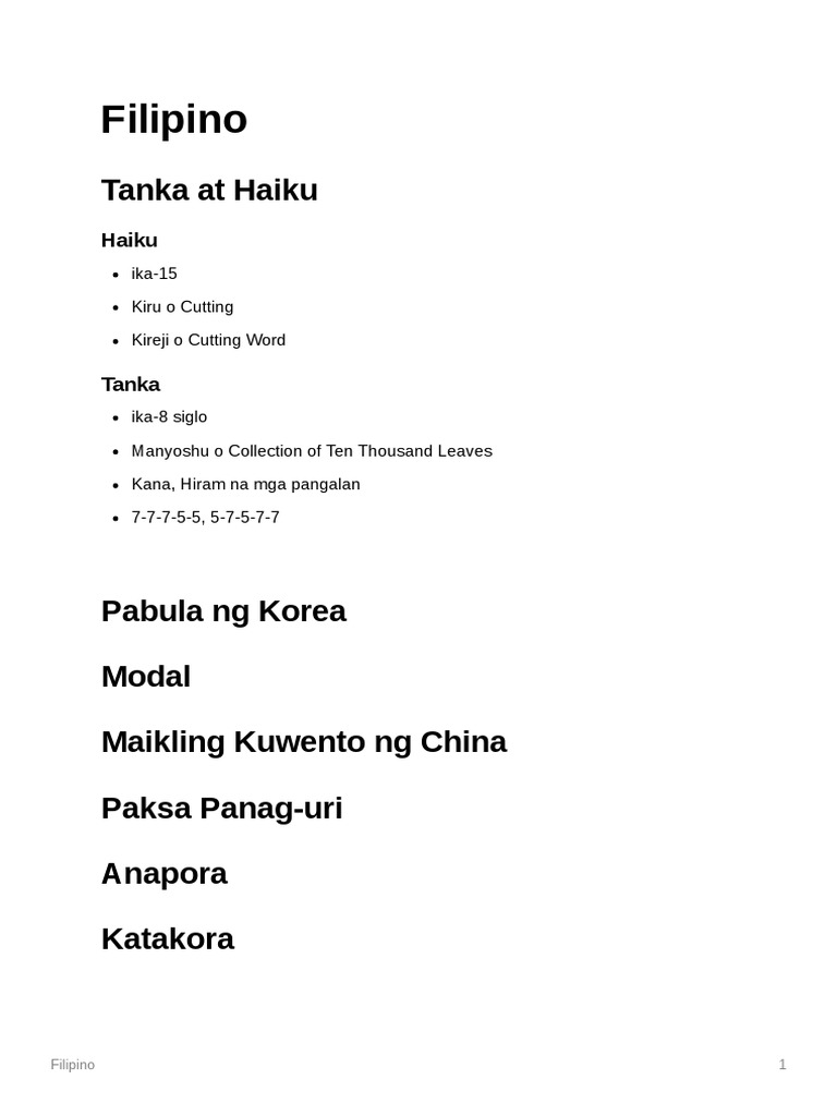 Filipino g9 Reviewer | PDF