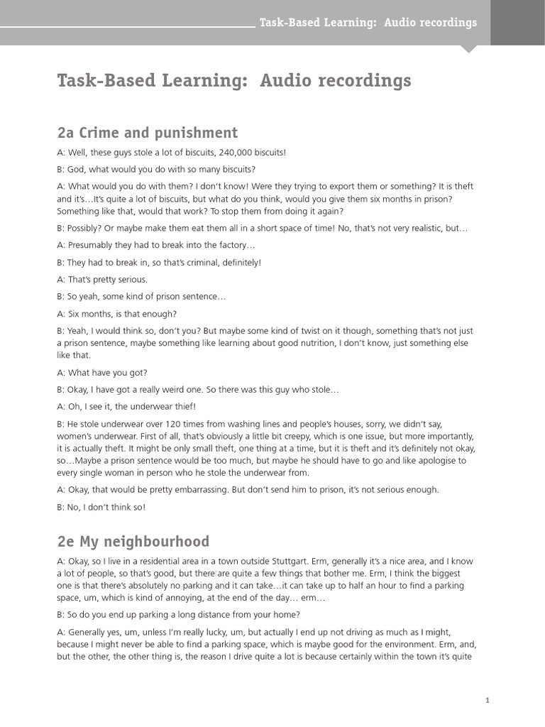 Activities For Task-Based Learning Audio Recording | PDF | Artificial Intelligence ...