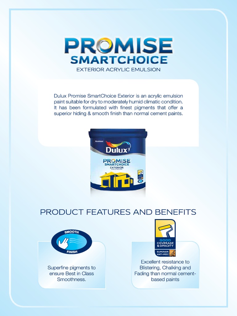 Dulux Promise Smartchoice Exterior Pds | PDF | Paint | Secondary Sector ...