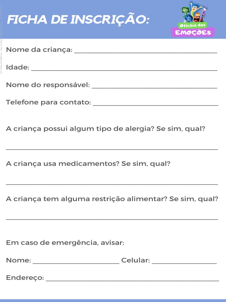 Modelo Ficha de Inscrição PDF | PDF