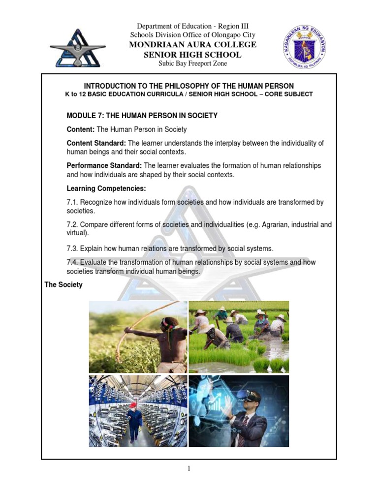Module 7 The Human Person in Society | PDF | Society | Social Contract