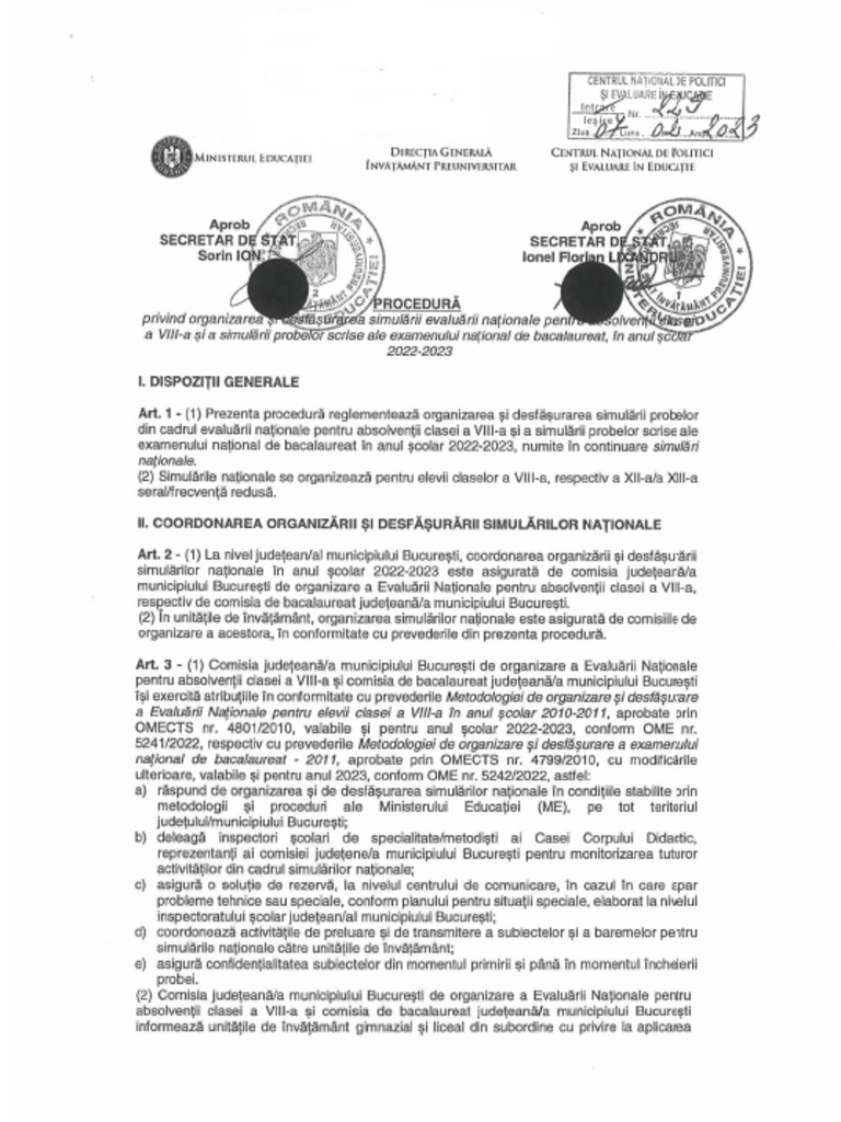 PROCEDURA Simulare EN-BAC | PDF