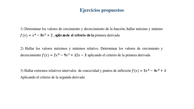 Ejercicios Propuestos Aplicaciones de La Derivada - PDF | PDF